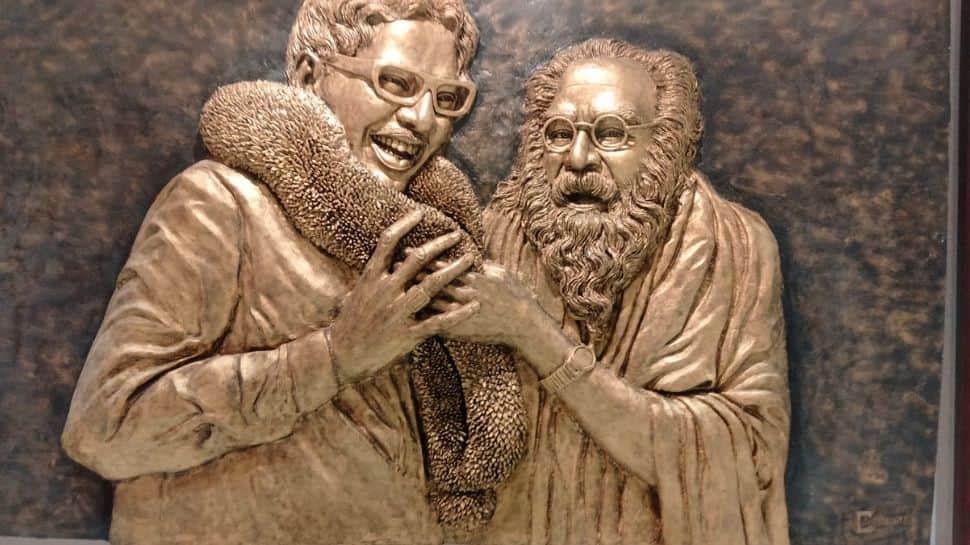 A collection of rare photos featured in the DMK office in Delhi ...