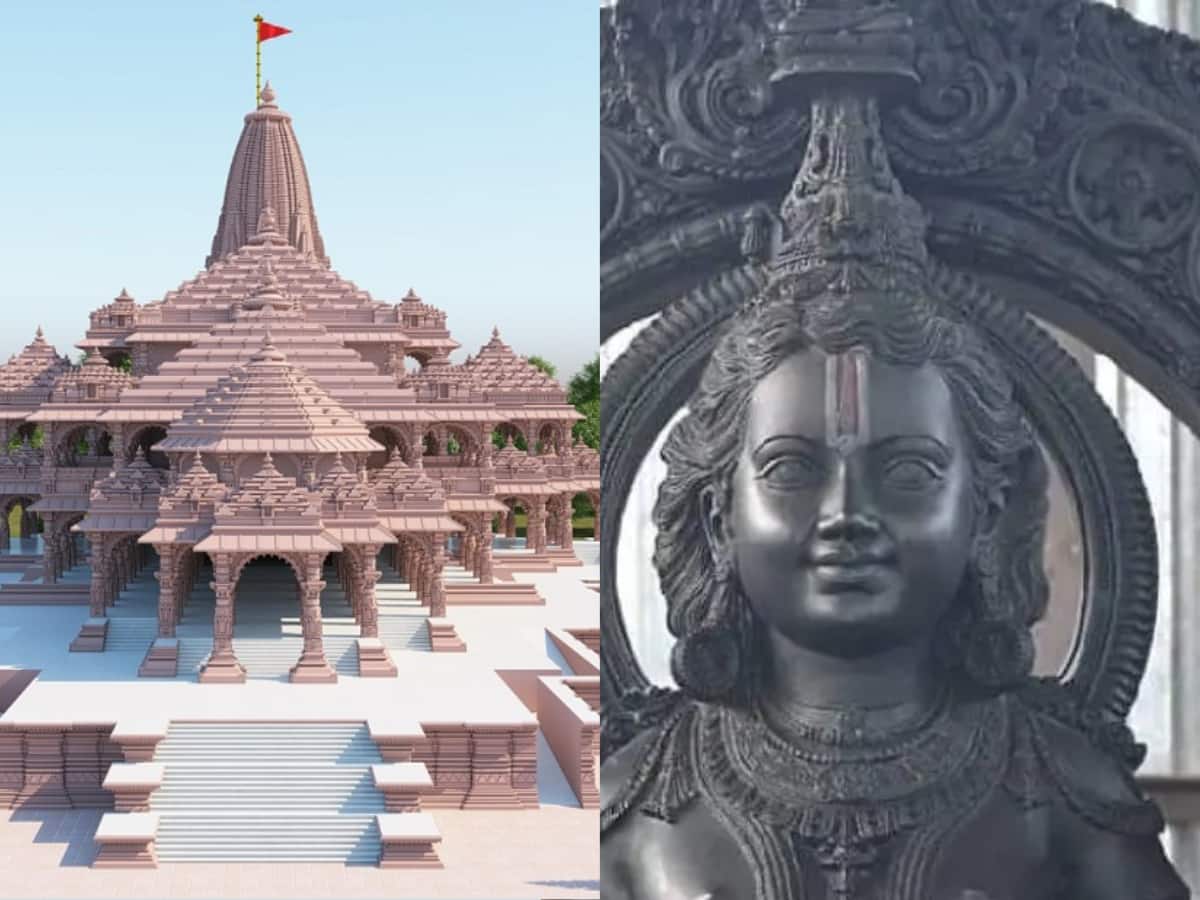 Ayodhya Temple Shri Ramar Kovil Idol With Golden Bow Arrow Full Image ...